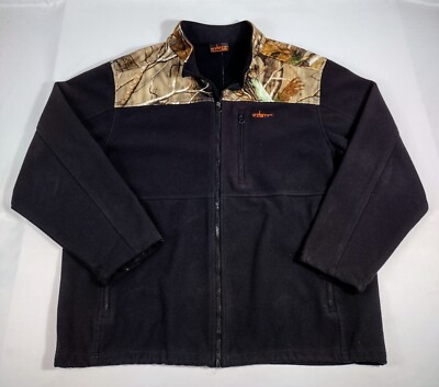 Habit Mens Sz XL Full Zip Fleece Jacket Realtree Camo Black Hunting ...