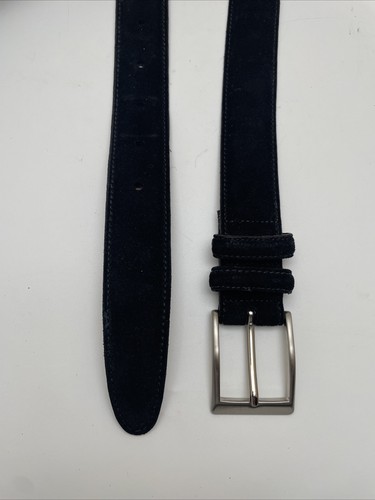 Allen Edmonds Suede Belt 38 Black Silver Tone Solid Brass Buckle | eBay