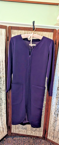 Vintage 80's Dress YSL Yves Saint Laurent Purple Wool Runway Front Zip ...