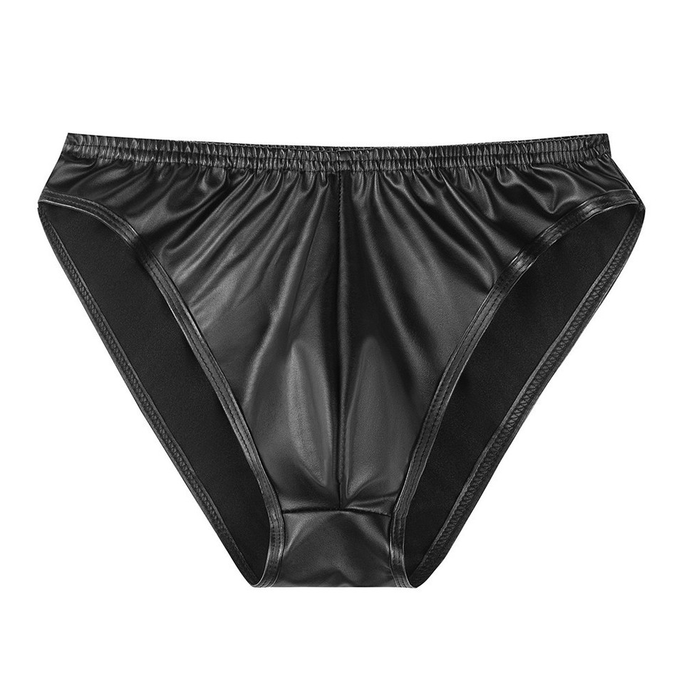 Underwear Underwear Wet Look Briefs Bulge Pouch Faux Leather Low Rise ...