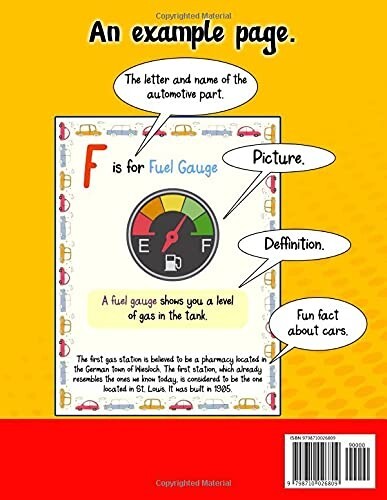 Abc Car Parts Book for Kids: Auto Parts Alphabet for Future Mechanics ...