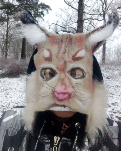 Felted therian mask of lynx/cat unisex adult.festival headwear.carnival ...