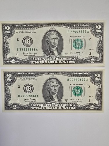 FANCY SERIES NUMBERS TWO DOLLAR BANK NOTE. | eBay