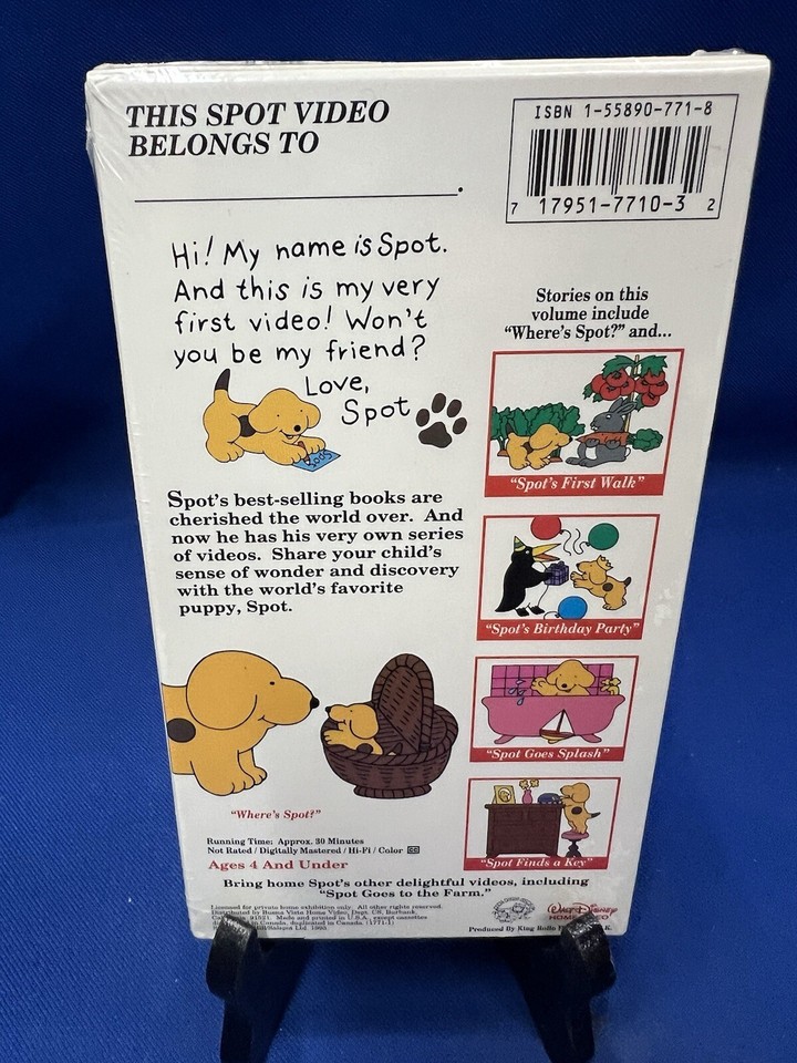 Where’s Spot? VHS Video Tape 1993 King Rollo Films Eric Hill Walt ...