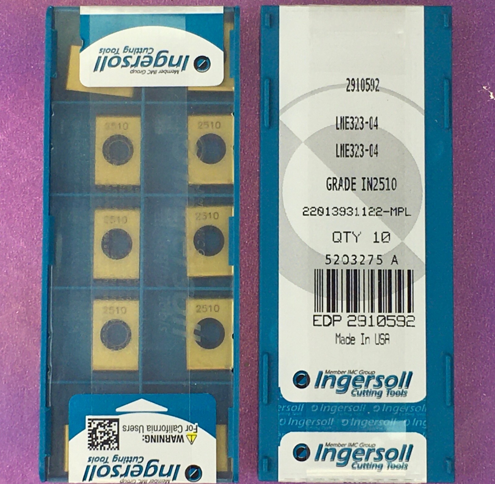 10pc INGERSOLL LNE 323-04 J Carbide Milling Inserts; IN2510 🎯 Machinist ...