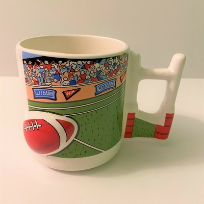 3D Football Mug Ceramic Cup With Goal Post Handle Sports Fan 4" Tall | eBay