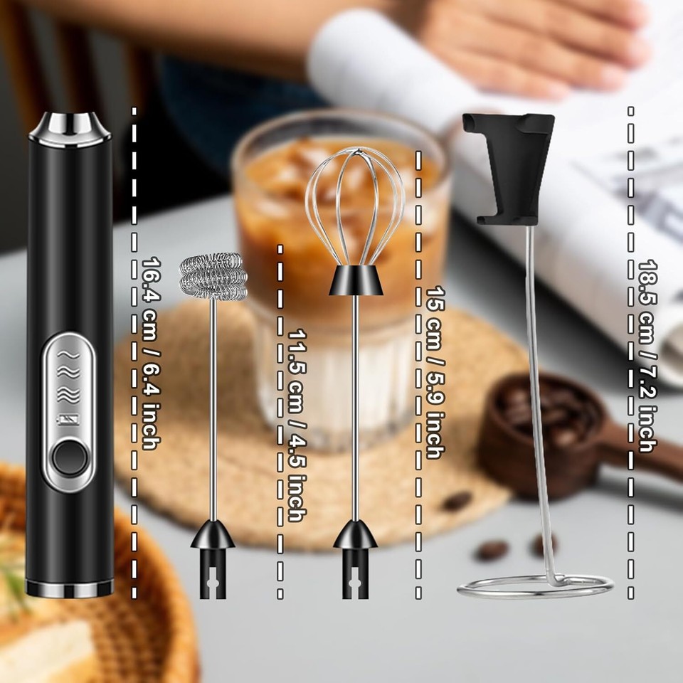 Electric Milk Frother Handheld Drink Foamer Coffee Mixer Egg Beater ...