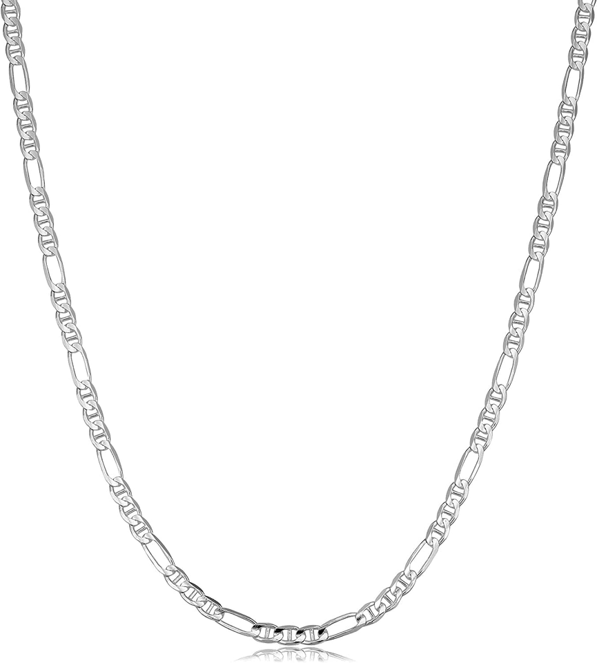 925 Sterling Silver Italian Solid Figarucci Figaro Mariner Flat Link ...