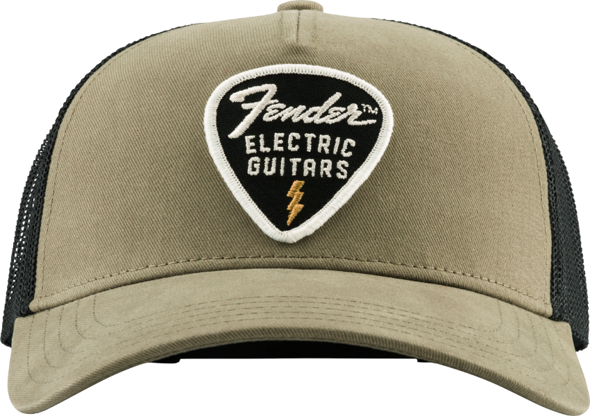 Genuine Fender Guitars Snap Back Logo Pick Patch Hat, Olive | eBay
