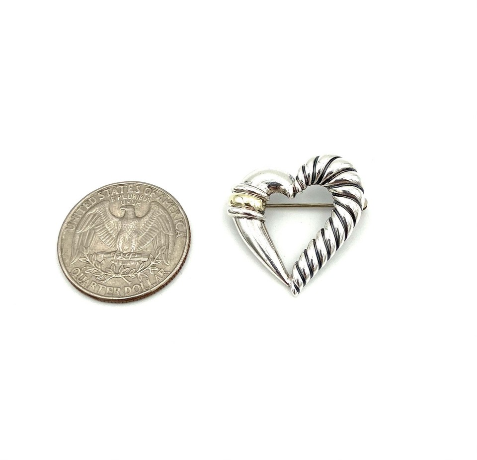David Yurman 14k Yellow Gold 925 Sterling Silver Nautical Heart Pin ...