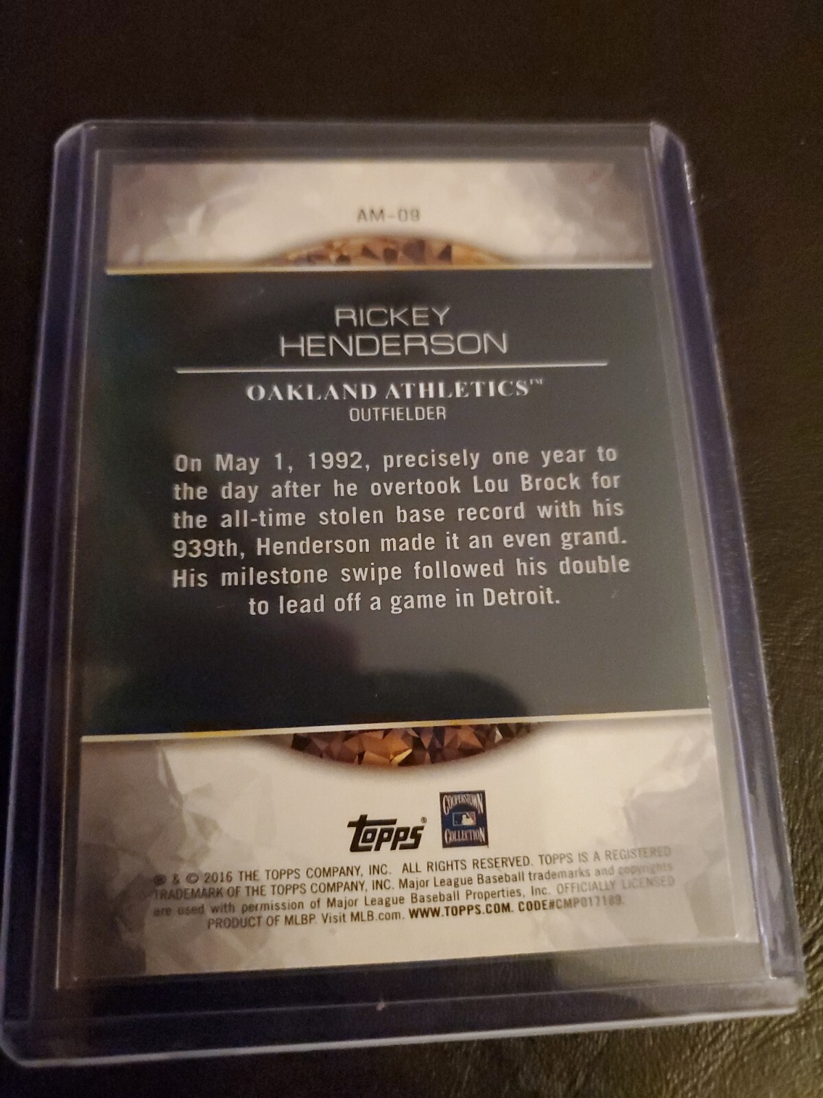 2016 TOPPS #AM-09 AMAZING MILESTONES RICKEY HENDERSON OAKLAND ATHLETICS ...