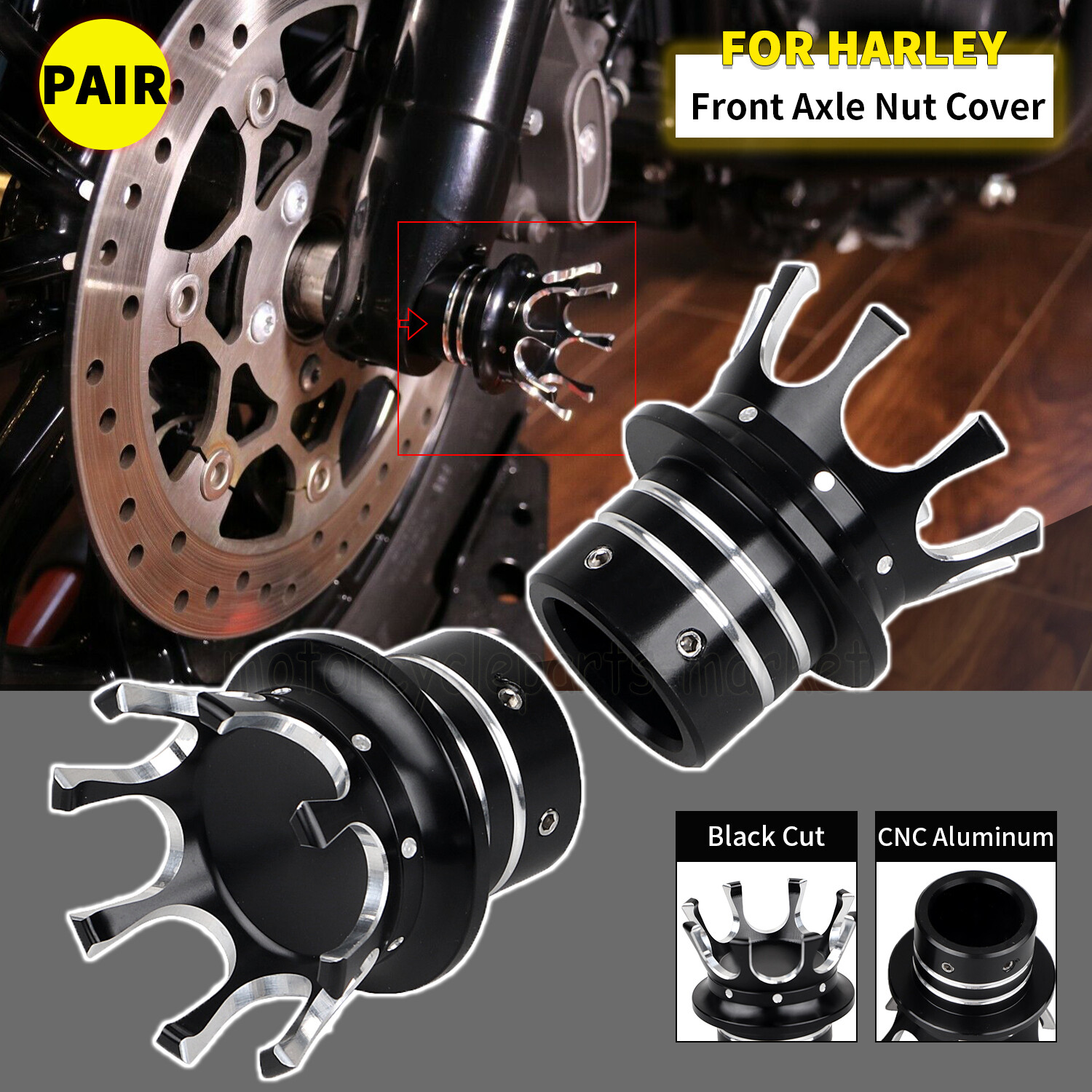 Crown King Front Axle Nut Cover Kit For Harley Electra Glide Road King ...