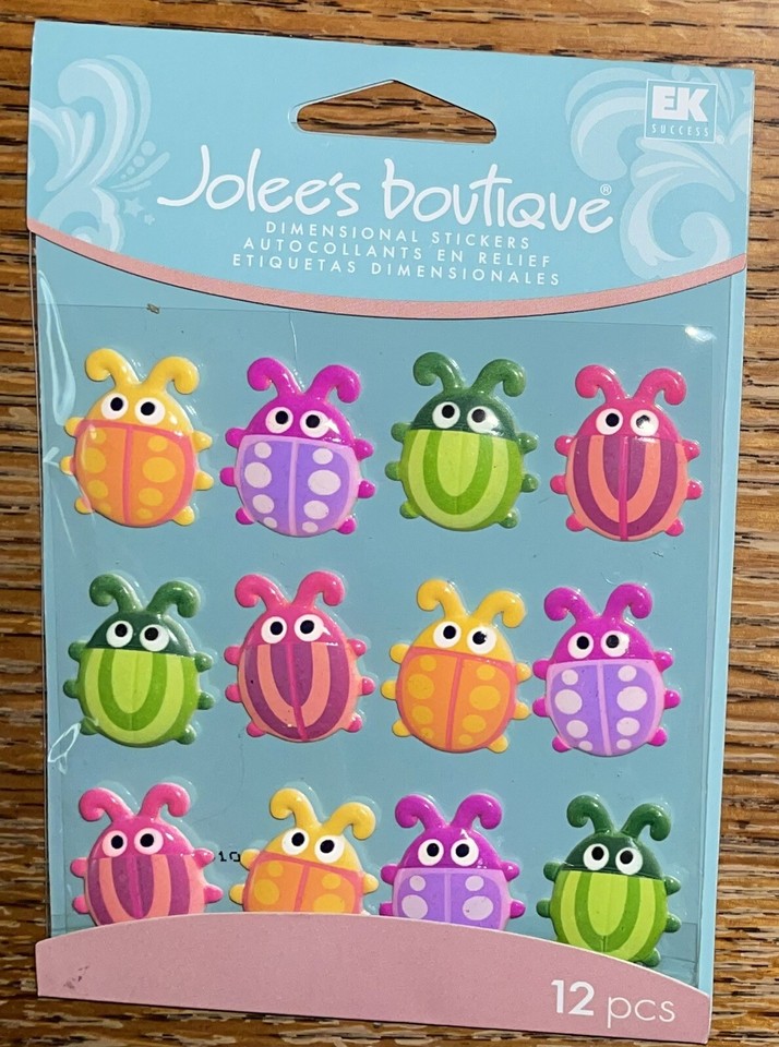 Jolees Cute Bugs Cabochons Scrapbook STICKERS Pink Green Purple Orange ...