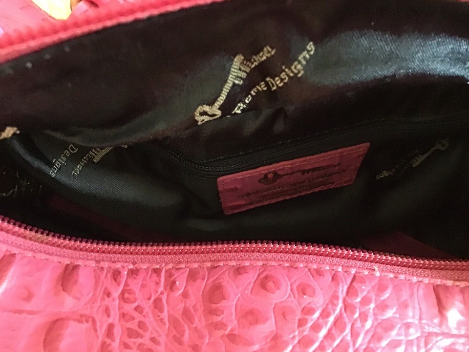 MICHAEL ROME DESIGNS MADE IN ITALY EMBOSSED LEATHER RED SATCHEL ...