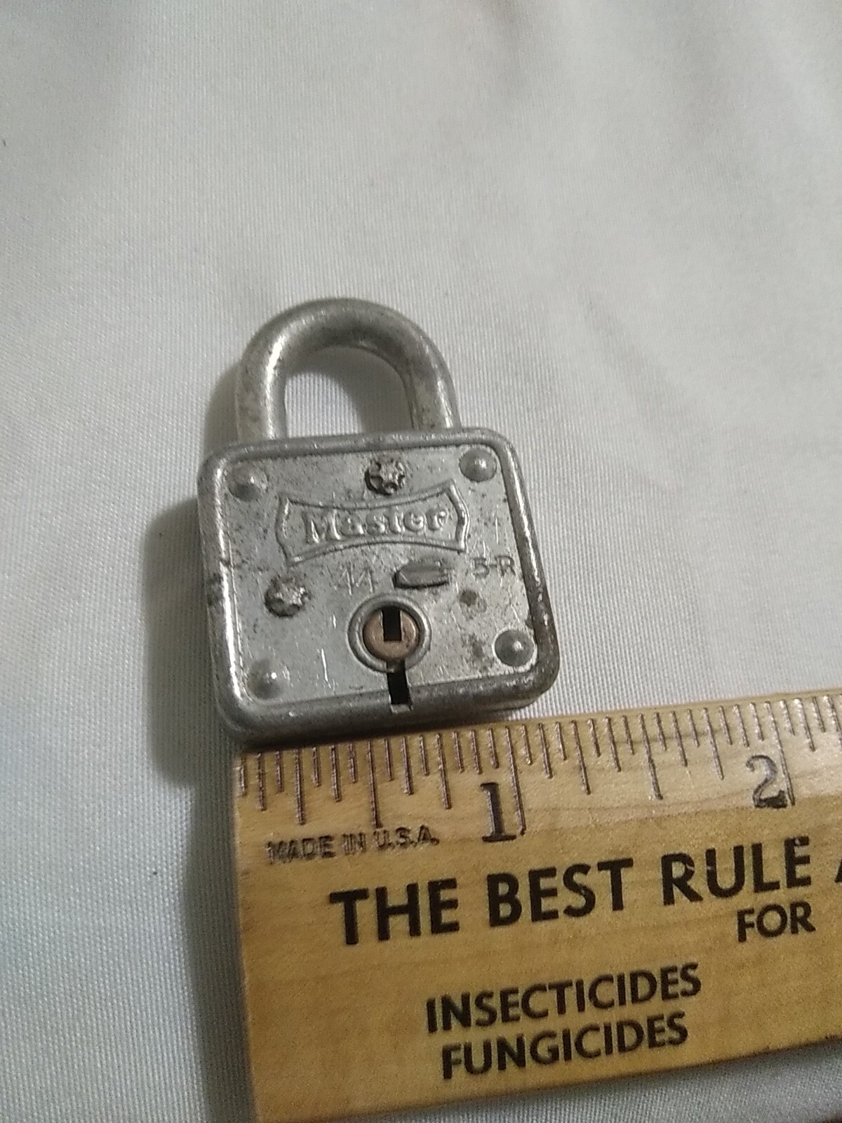 ANTIQUE VTG Small RARE MASTER 44 PAD LOCK 5-R Silver PadLock No Keys U ...