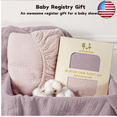 Susurration Muslin Crib Sheets 2Pack 100% Cotton Soft&Breathable ...