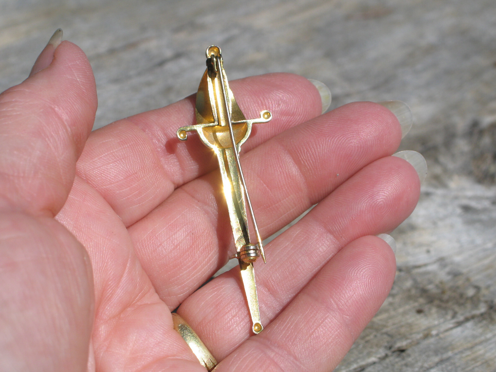 Vintage Spanish Toledo Damascene Sword Brooch Pin Gol… - Gem