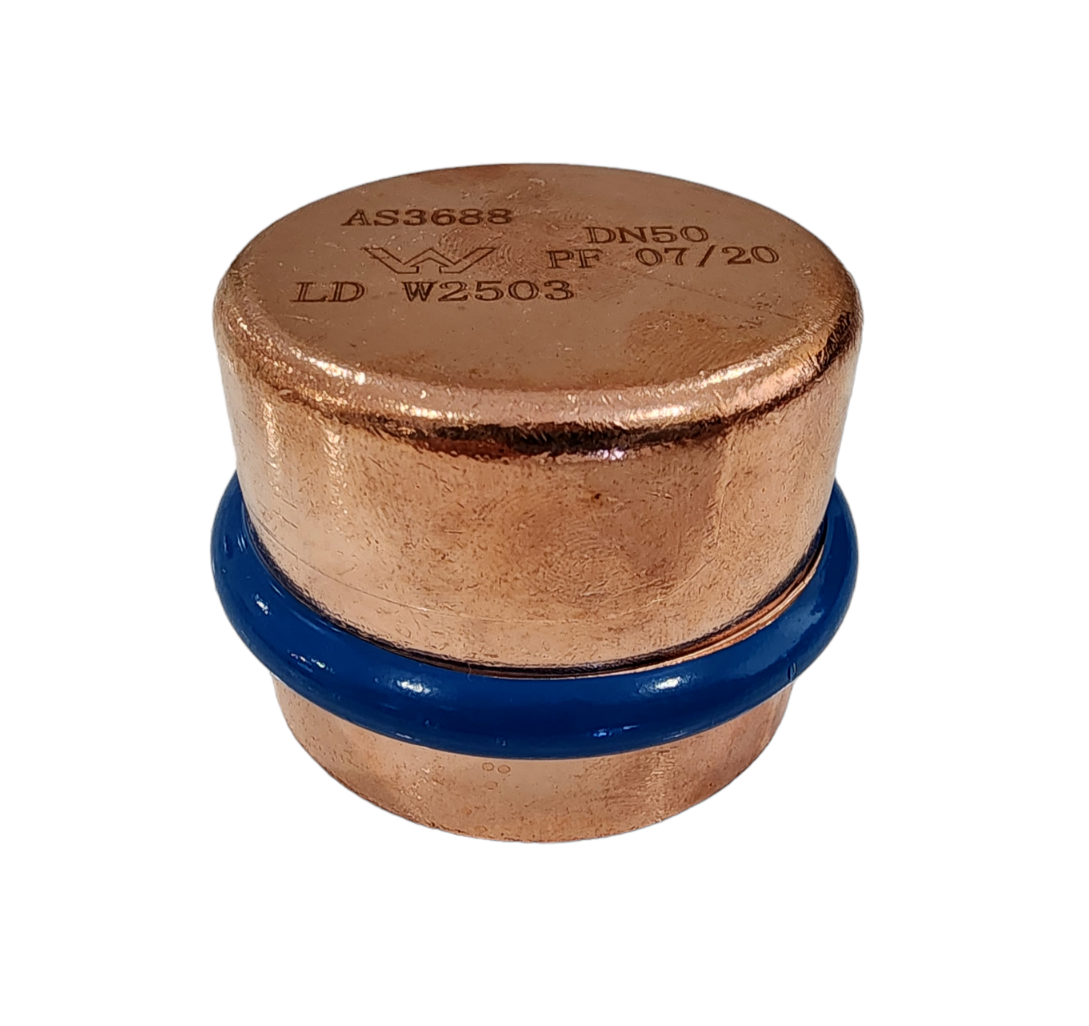 AW 50mm 2" DN50 Water Copper Press End Cap, fits Kembla BPress Viega ...