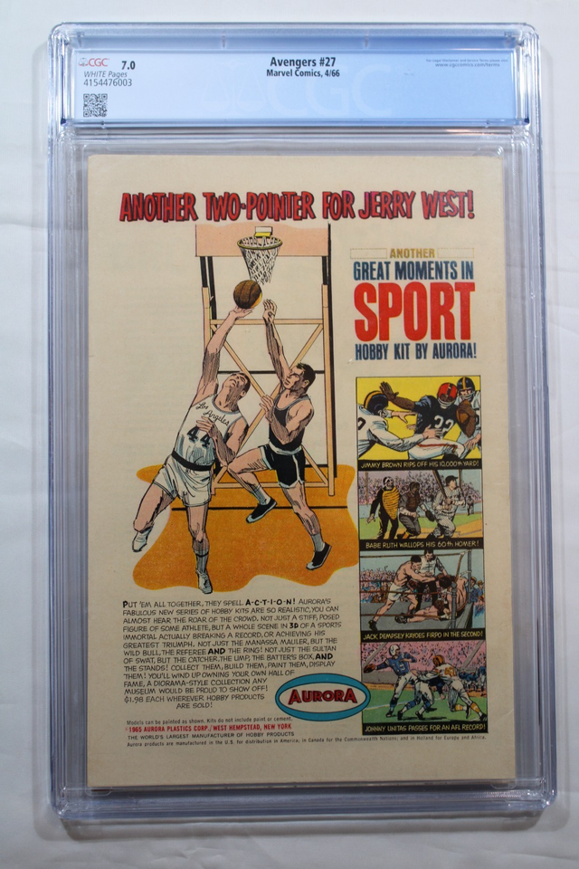 The Avengers #27 CGC Graded 7.0 White Pages Marvel Comics 4/66 | eBay