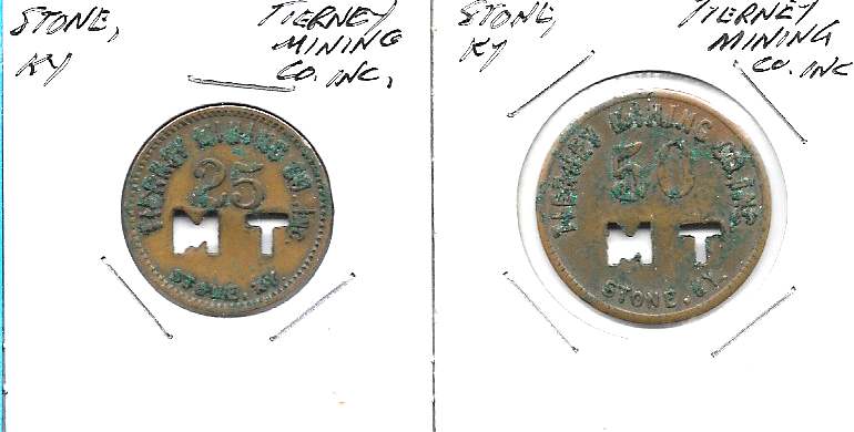 2 Stone, KY Coal Scrip Tokens TIERNEY MINING CO. INC. 25 and 50 | eBay