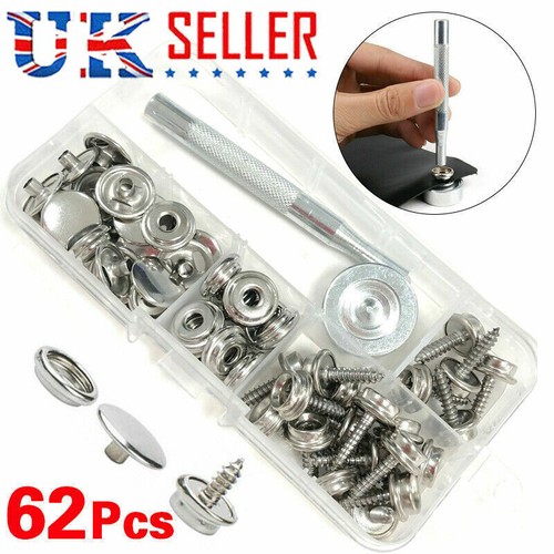 Heavy Duty Snap Fasteners Press Studs Kit &Poppers Leather Button Tool ...