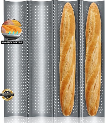 French Baguette Pan For Baking Non-Stick Bread Bake Mold Tray Wave Loaf ...