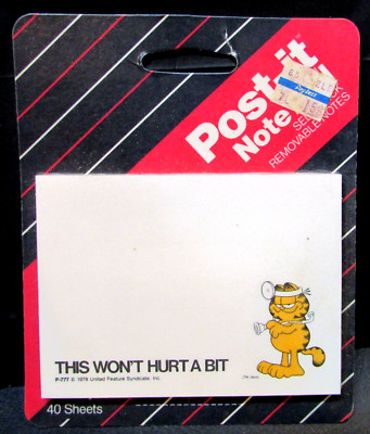 New 1987 Unused 40 Sheet Pad Vintage 1978 Garfield Doctor 3M Post-it ...