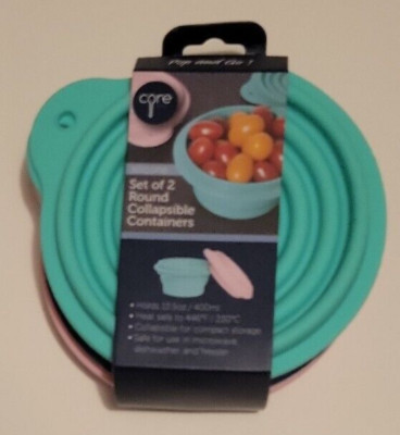CORE KITCHEN COMPANY SET/2 ROUND COLLAPSIBLE SILICONE FOOD CONTAINERS ...