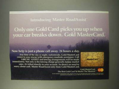 1990 Gold MasterCard Ad - Introducing Master RoadAssist | eBay