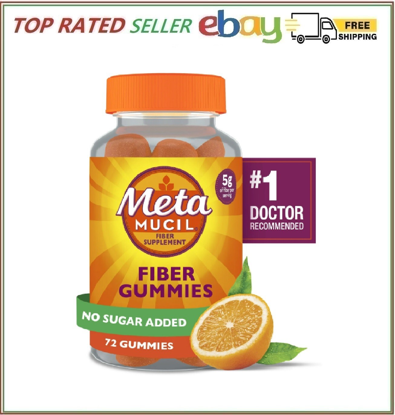 Metamucil Fiber Supplement Gummies Orange Flavor (72 Count 1 oz) for ...
