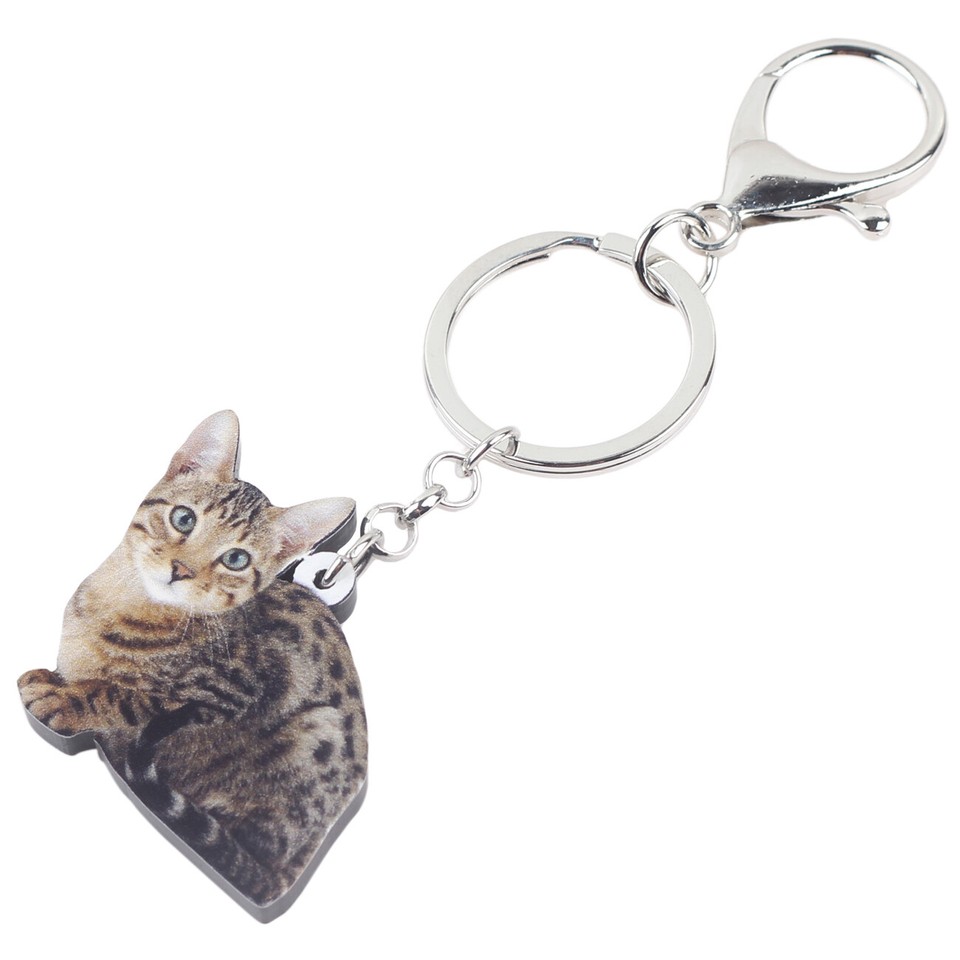 Acrylic Cute Cat Keychains Car Bag Key Ring Pets Jewelry Charms Gifts ...