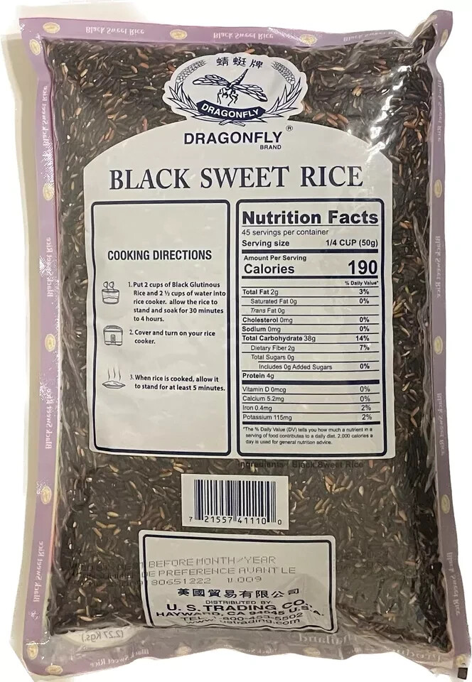 Thai Black Sweet Rice 5 Pound Pack Purple Sticky Rice for Desserts 80 ...