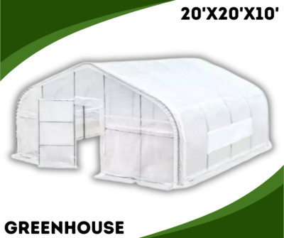 20'x20'x10' Tunnel Greenhouse 12 mil Leno Mesh Cover/ Peak Ceiling Roof ...