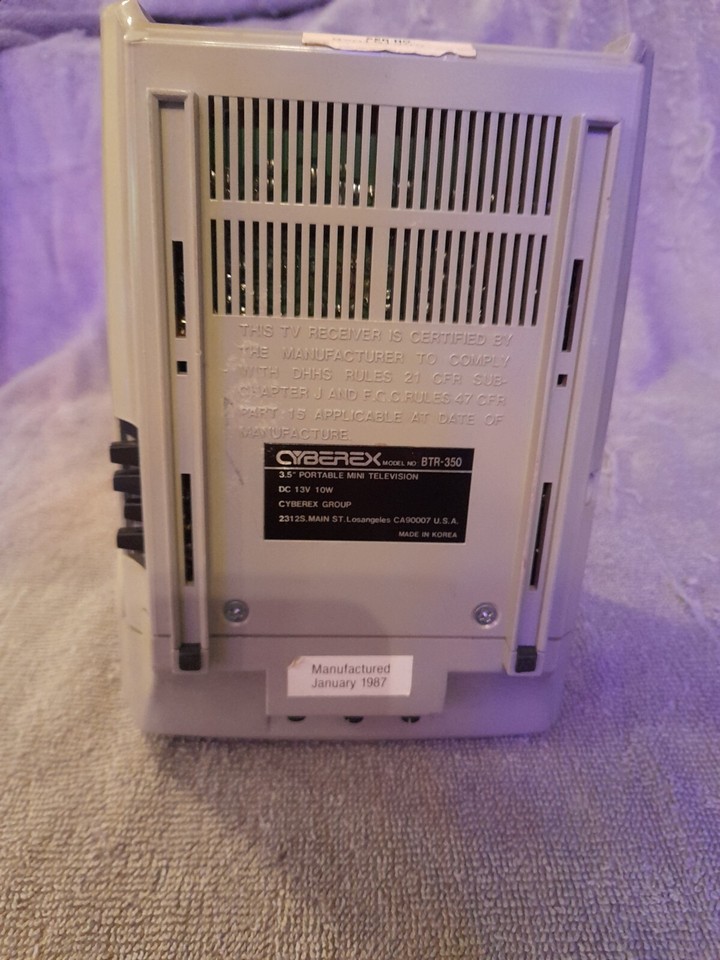 Vintage 1987 Cyberex 3.5" Portable Mini TV Television/radio BTR-350 | eBay
