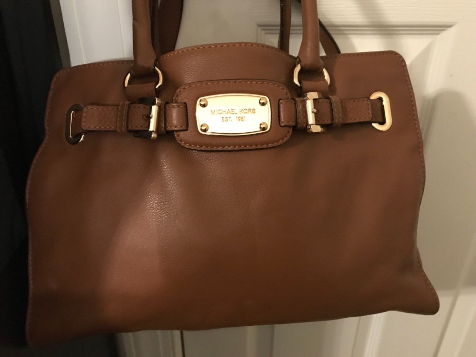Michael Kors Cognac Handbag Hamilton Large Leather Satchel | eBay
