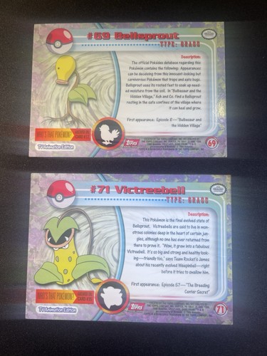 Victreebell #71 Blue Red Label 1999 Pokemon Topps #69 Bellsprout 2000 ...