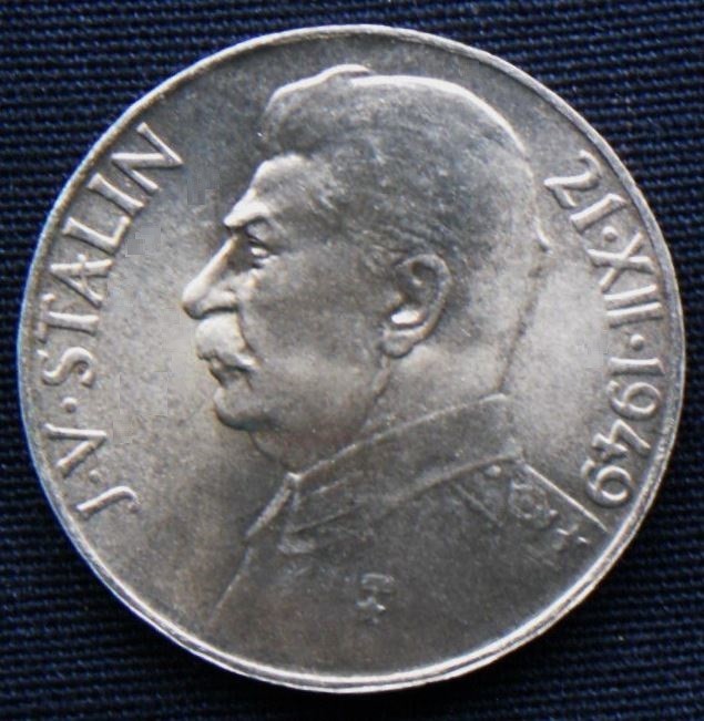 1949 CZECHOSLOVAKIA - 100 KORUN - 70 BIRTHDAY JOSEF STALIN - BU SILVER ...