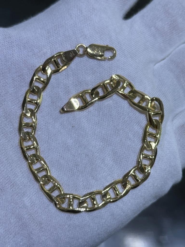 14k Yellow Gold 7.2mm Wide Mariner Link Design 16.9 G… - Gem