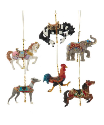 Set of 6 Carousel Animal Ornaments E0952 w | eBay