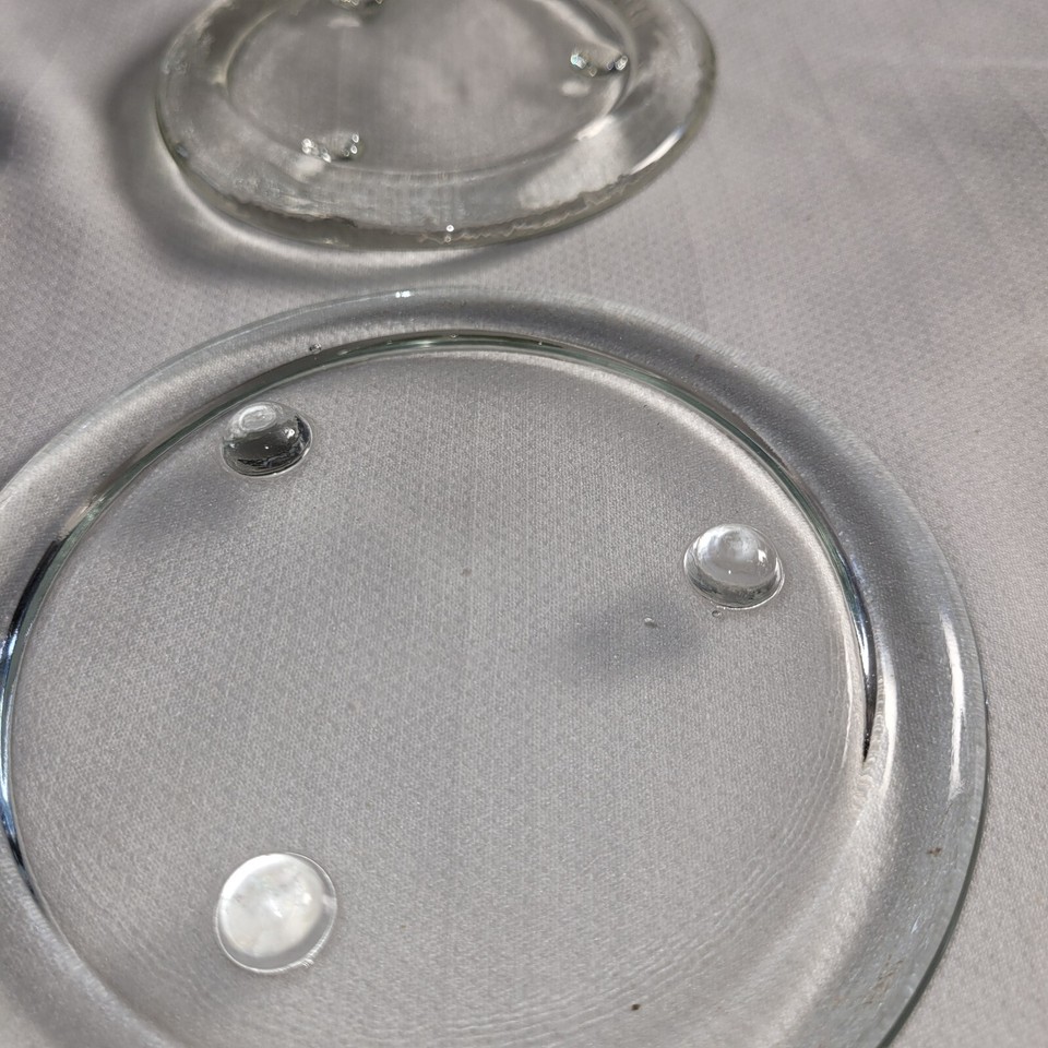 Set of 2 Clear Glass Round Pillar Plate Candle Holders Heavy, 4 & 5 ...