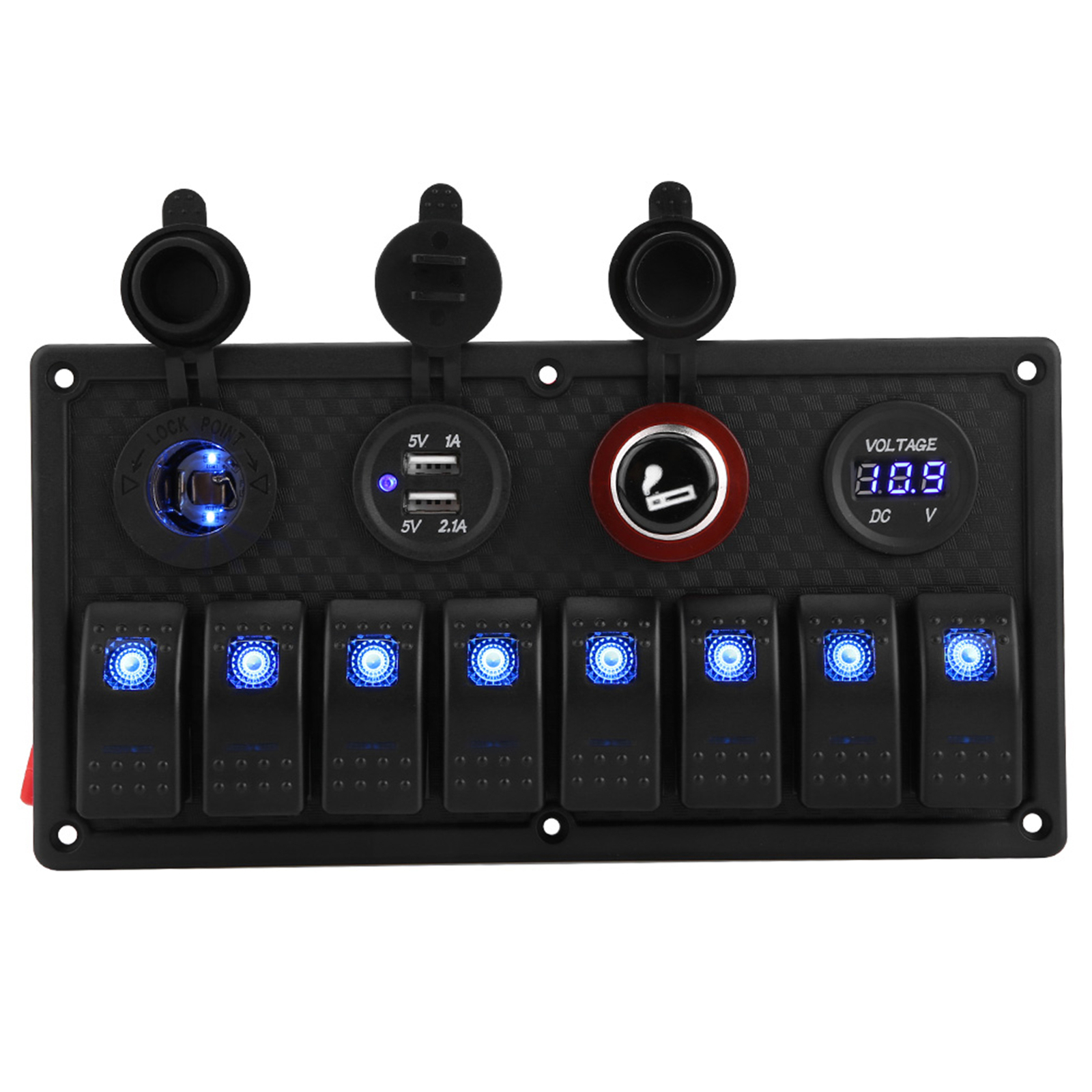 Car 12V 24V 8 Gang Car Boat LED Rocker Switch Control Panel Dual USB ...