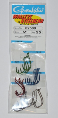 gamakatsu walleye steelhead assortment colored hooks size 2 value pack ...