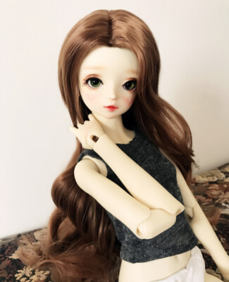 1/3 RL 1/4 1/6 BJD Wig Doll Hair Centre-Parting Long Big Wave Brown ...