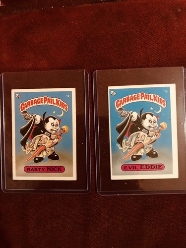 Garbage pail kids series 1 uk 1985. Nasty Nick 1a and Evil Eddie 1b ...