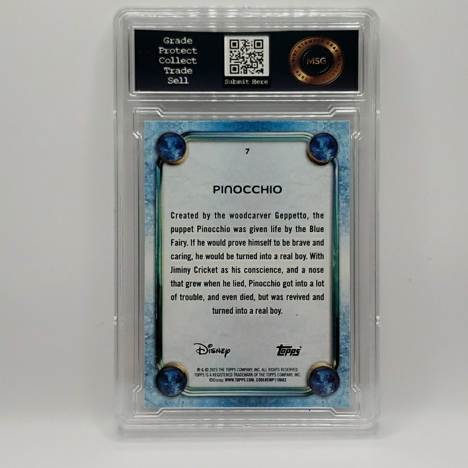 Disney Pinocchio 2025 Disney Wonder Topps 7 Holofoil Graded 10 Gem Mint ...