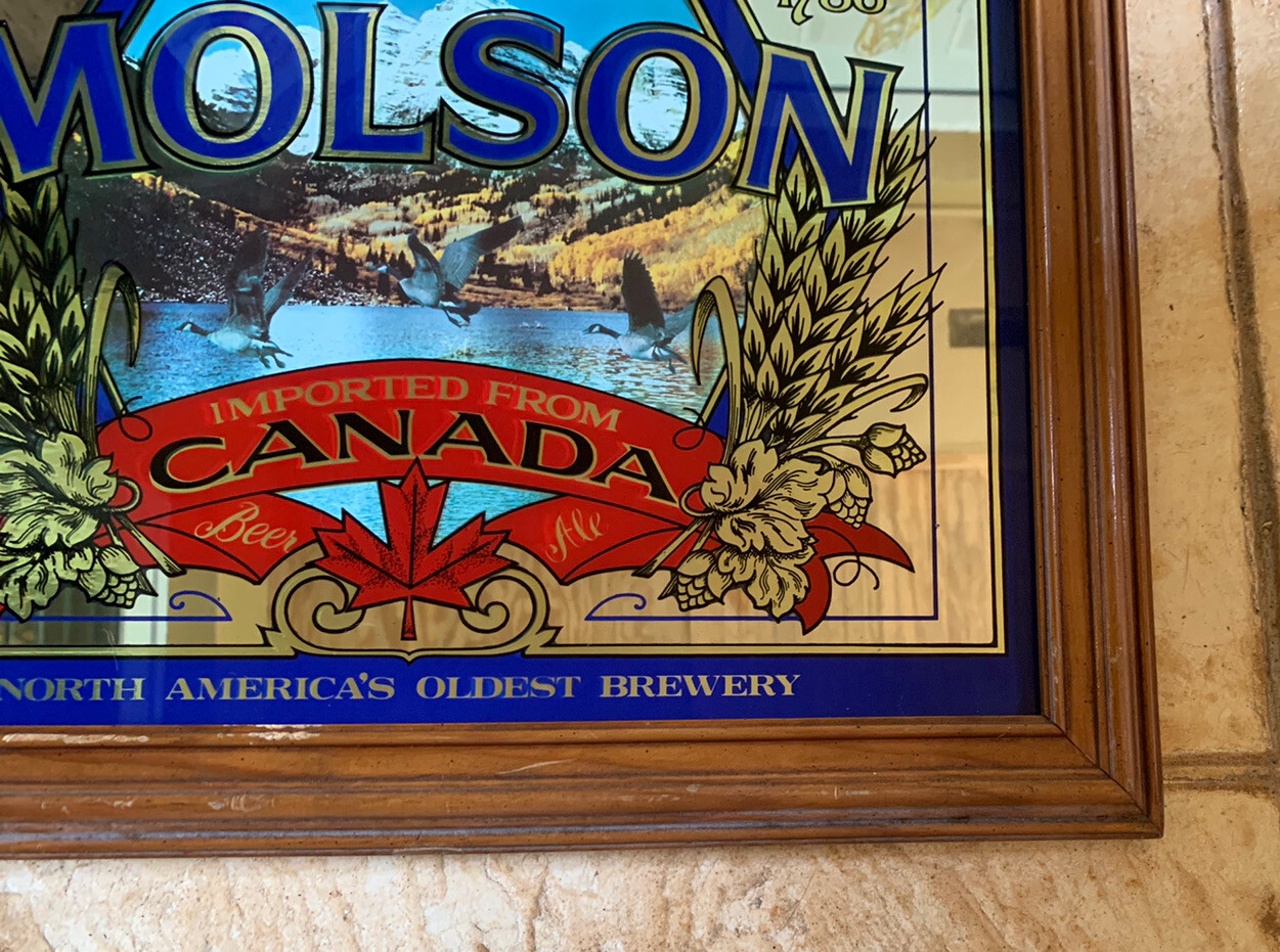 Vintage Molson Beer Framed Mirror Canada Ale North Americas Oldest ...