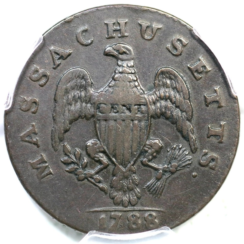 1788 R 10-L R-2+ PCGS XF 40 Period Massachusetts Cent Colonial Copper ...