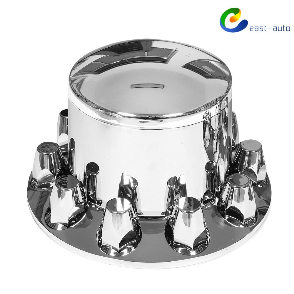 ABS Plastic Set of 4 Rear Chrome Wheel Axle Hub Cover Kit Semi 33MM Nut ...