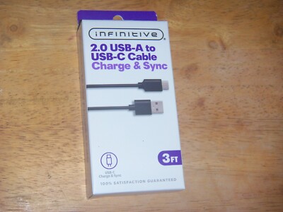Infinitive 2.0 USB-A to USB-C 3 Ft Cable Charge & Sync New in Box | eBay