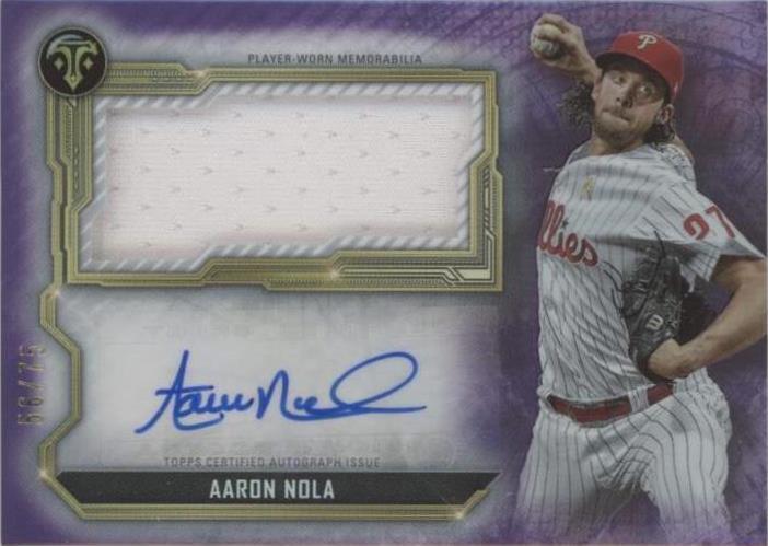 2020 Topps Triple Threads - Autograph Single Jumbo Relics Aaron Nola # ...